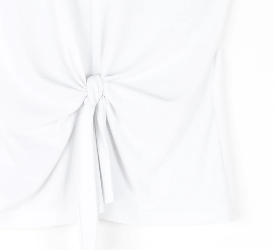 Sleeveless V-Neck Center Front Tie Top - White – Something Different Shopping