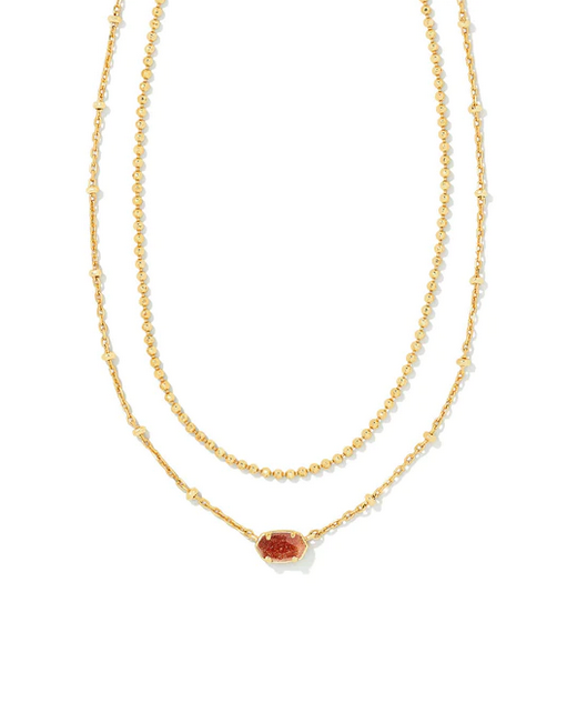 Kendra Scott Gold Emilie Multi Strand Necklace In Orange Goldstone ...