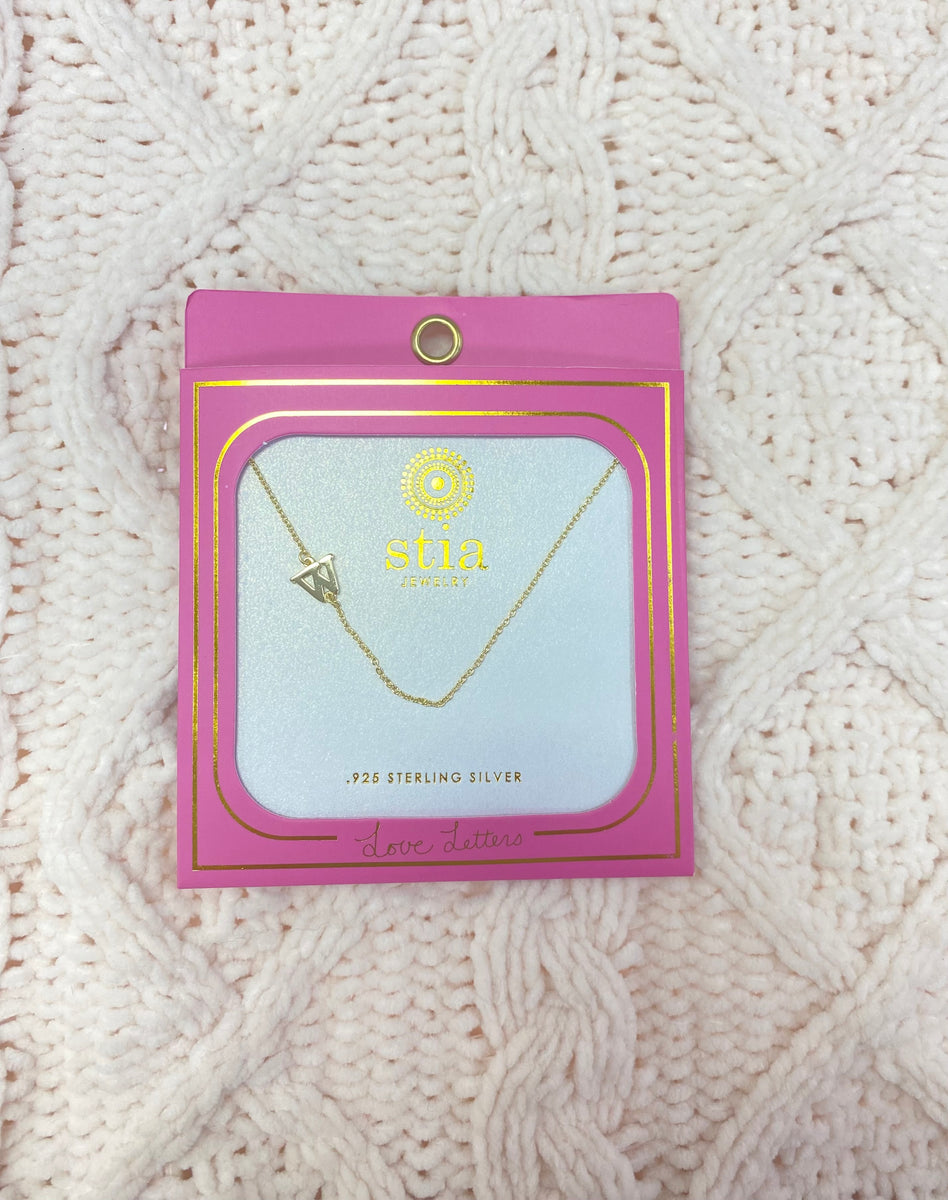 Dainty W Gold Sideways Initial Necklace – Something Different Shopping